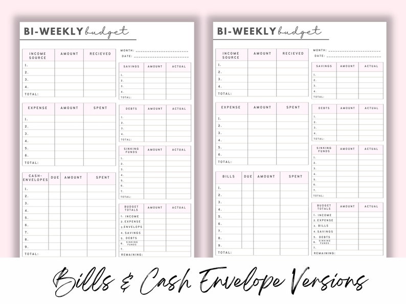 Bi-weekly Budget Planner, Bi-weekly Budget, Bi-weekly Budget, Budget ...