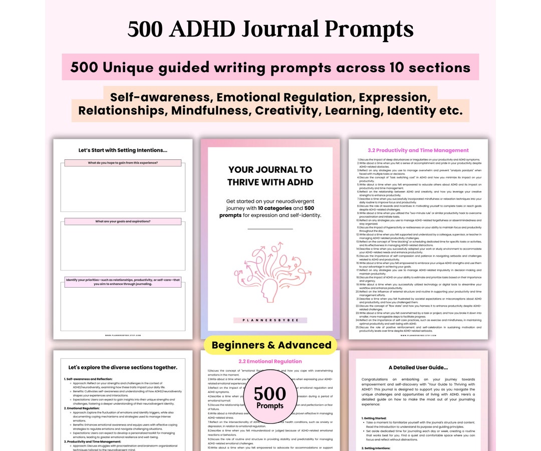 ADHD Planner Adult Prompts, ADHD Planner Printable,productivity ...