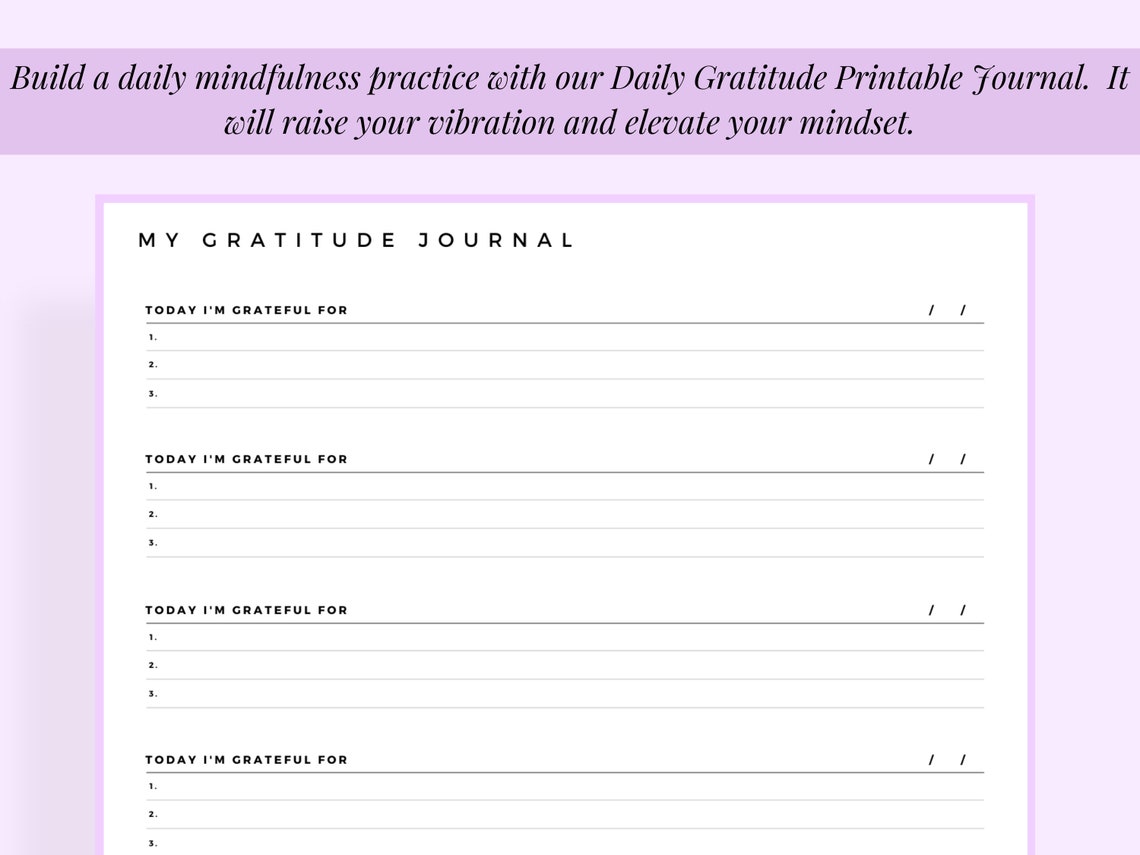 Gratitude Journal Printable Daily Mindful Journal Manifest | Etsy