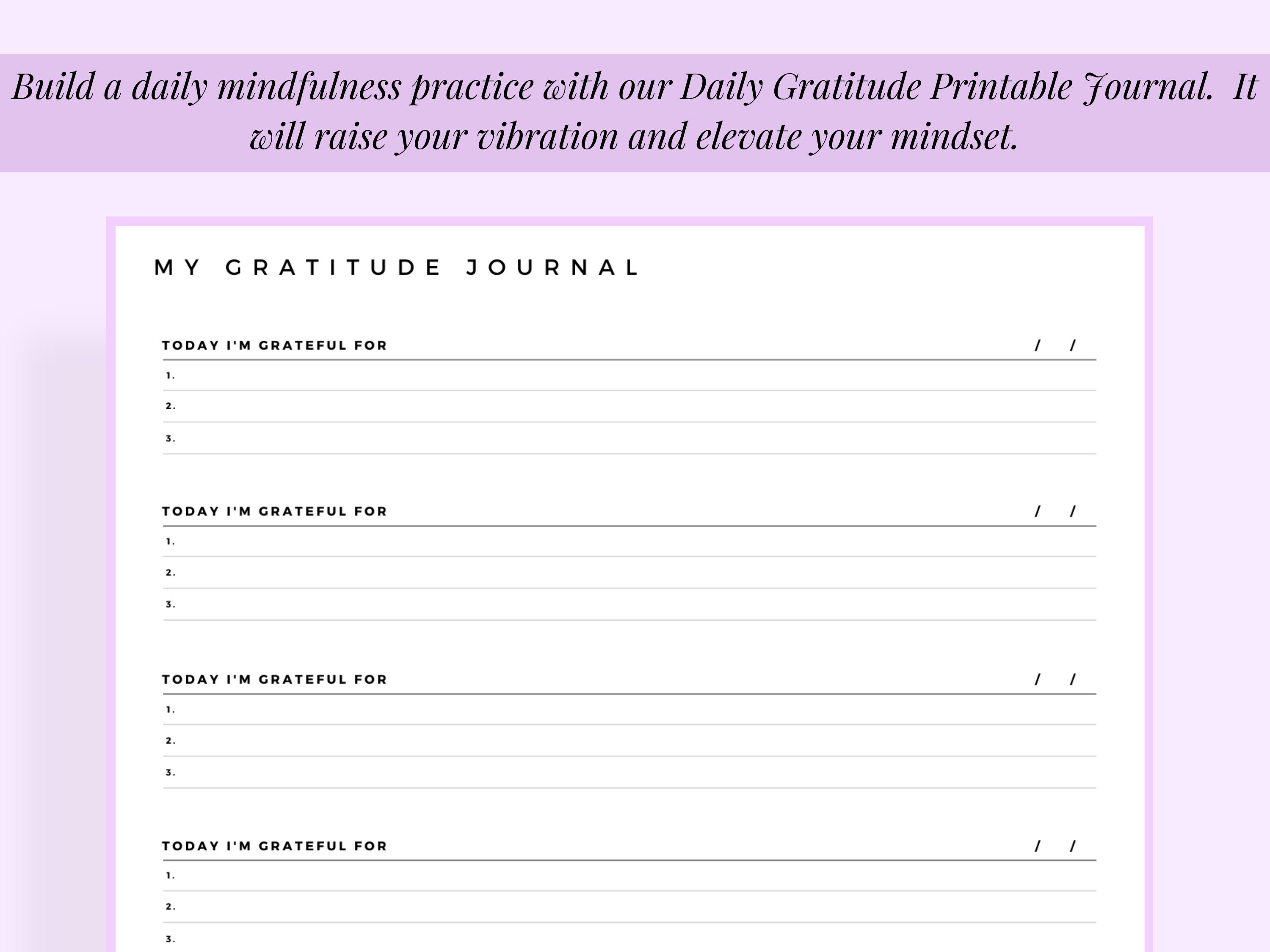 Gratitude Journal Printable Daily Mindful Journal Manifest | Etsy