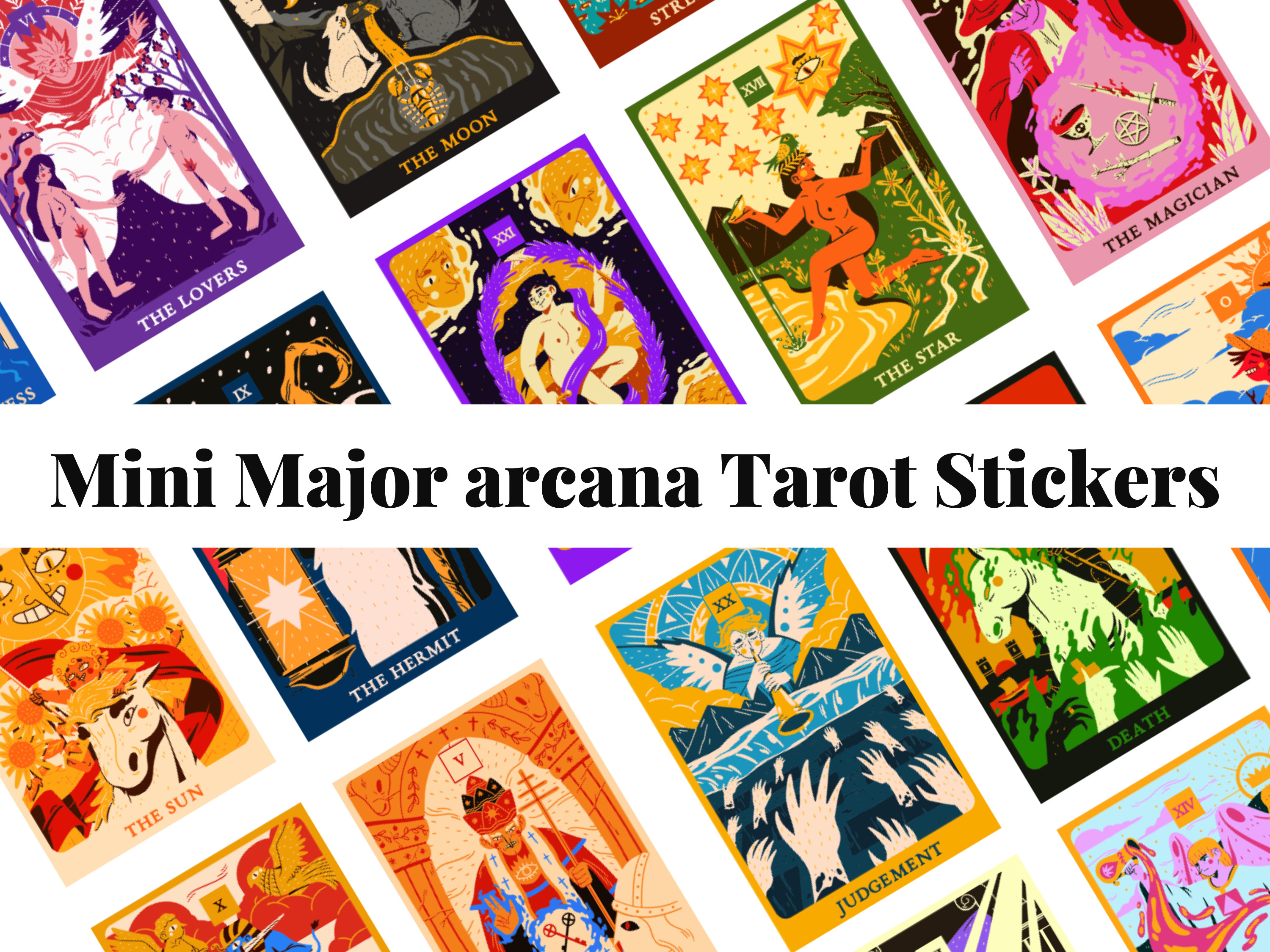 Mini Printable Tarot Card Stickers 22 Major Arcana Tarot - Etsy