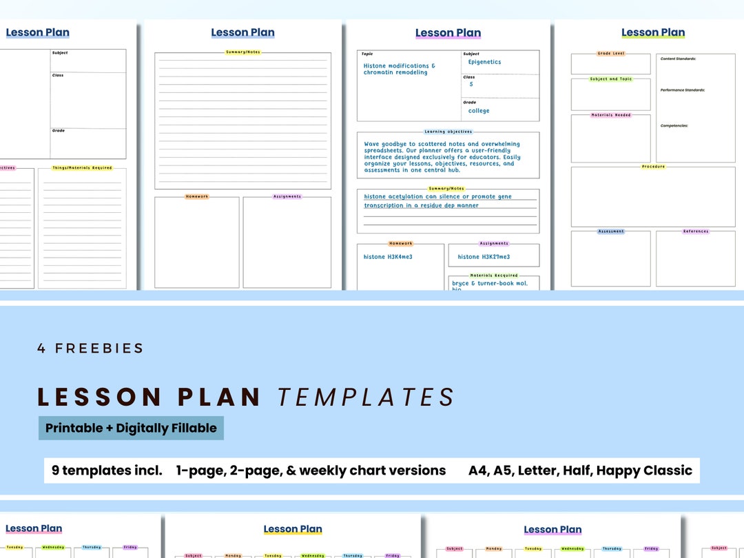 Lesson Plan Template Lesson Planner Printable Homeschool - Etsy