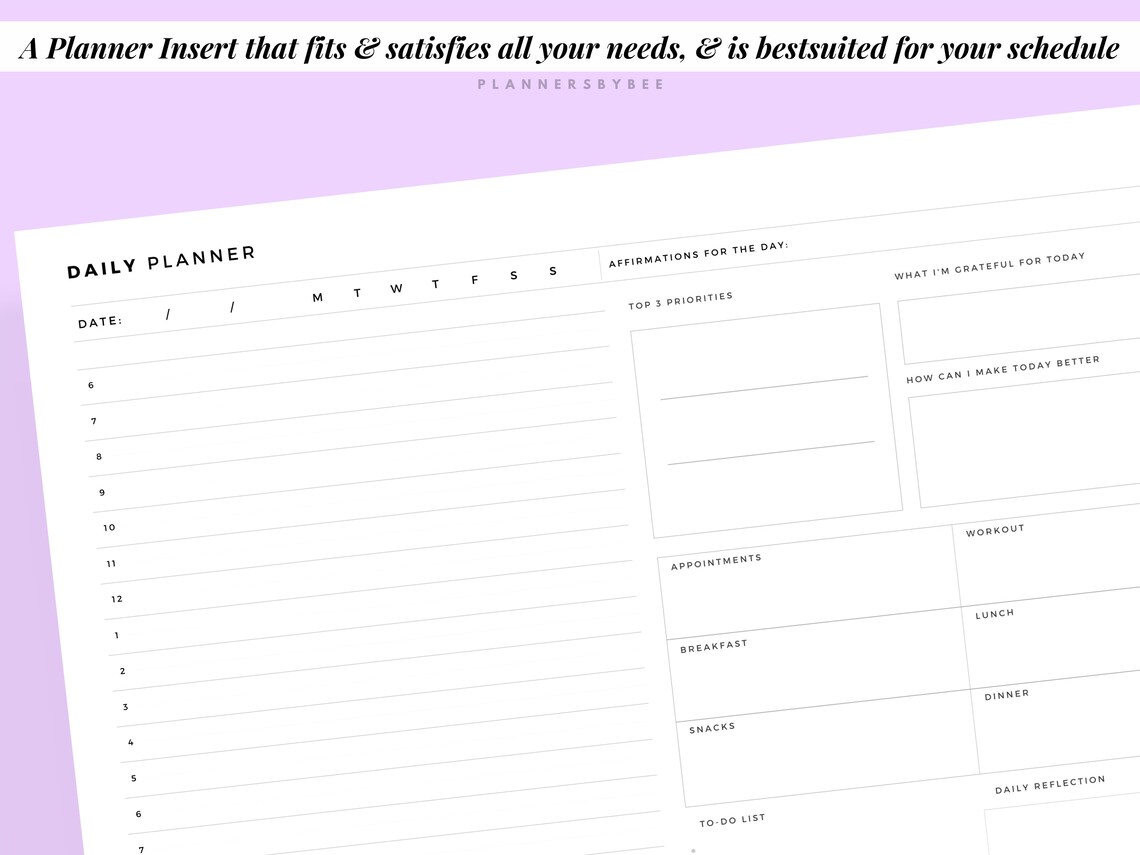 Hourly Daily Planner Printable Daily Planner Template Best - Etsy