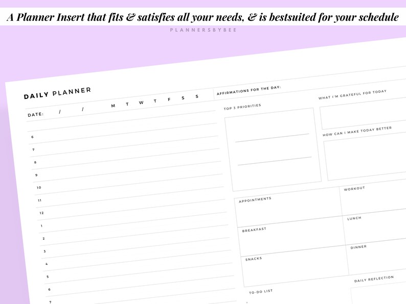 Hourly Daily Planner Printable Daily Planner Template Best - Etsy