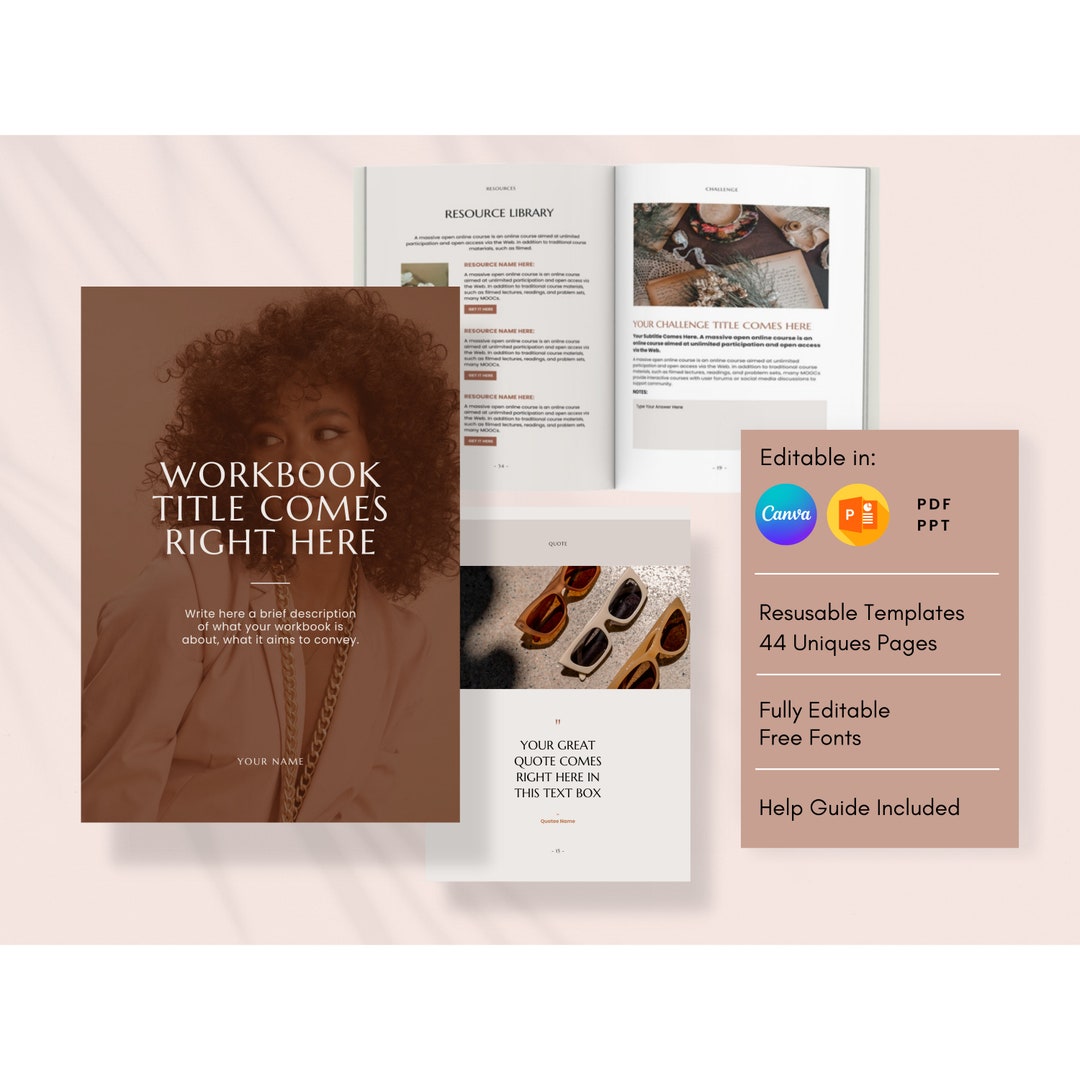 Minimal Modern Course Creator Workbook, Course Canva Template, Course ...
