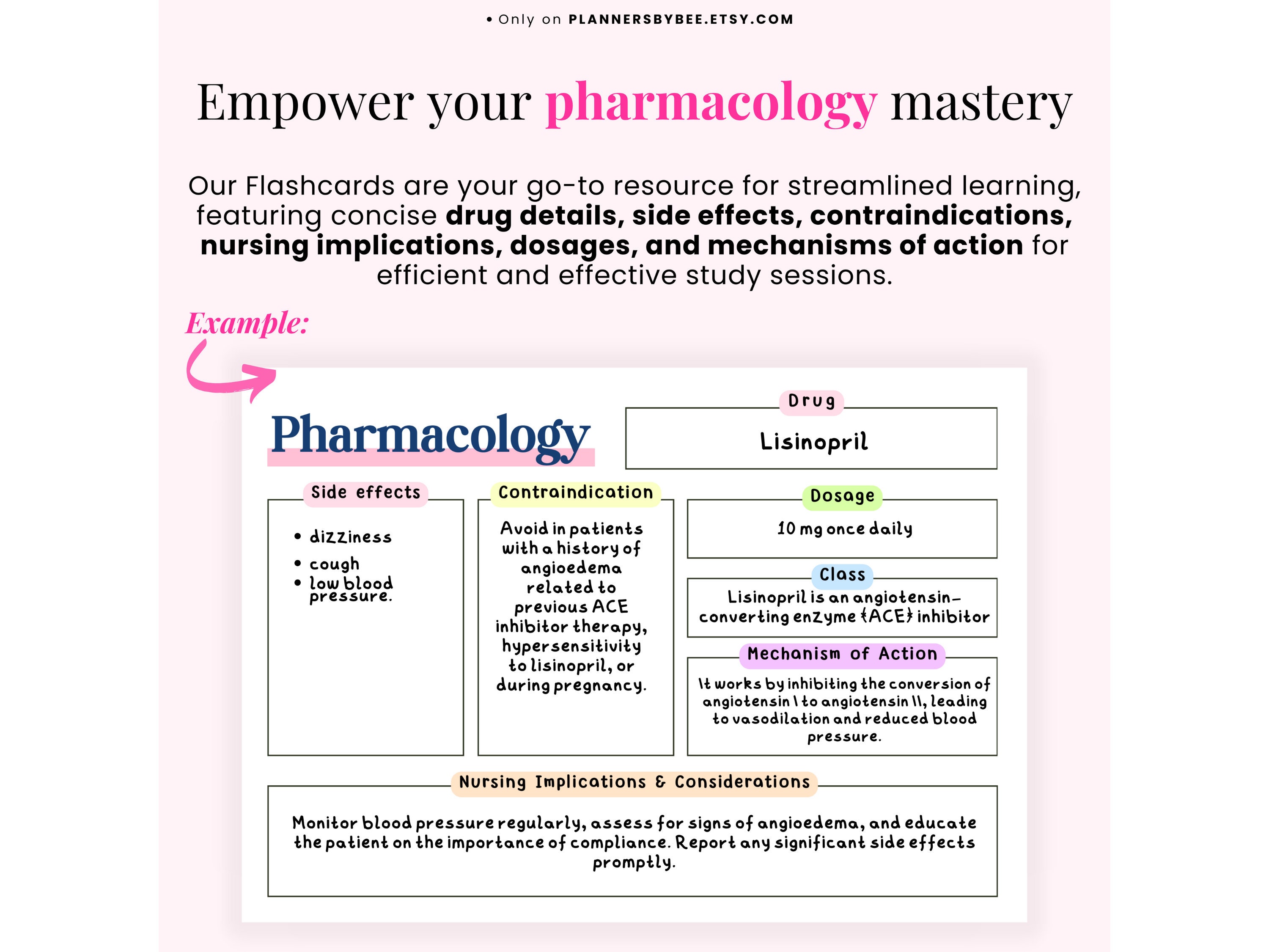 Pharmacology Flash Cards Nursing Pharmacology Printable - Etsy