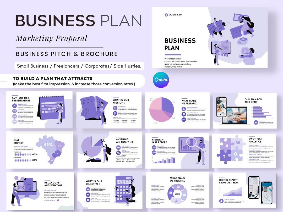 Business Plan Canva Editable Presentation, Business Presentation ...