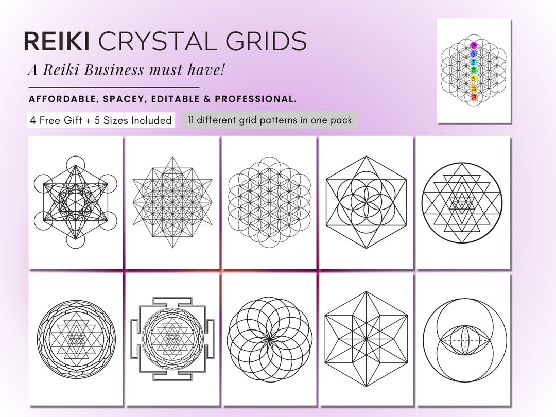 Printable Reiki Grid, Reiki Grid, Digital Reiki Grid, Crystal Healing Grids, Crystal Grids ...