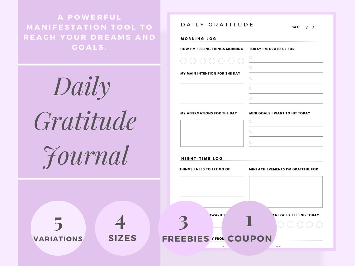 Gratitude Journal Printable Mindfulness Log Gratitude | Etsy