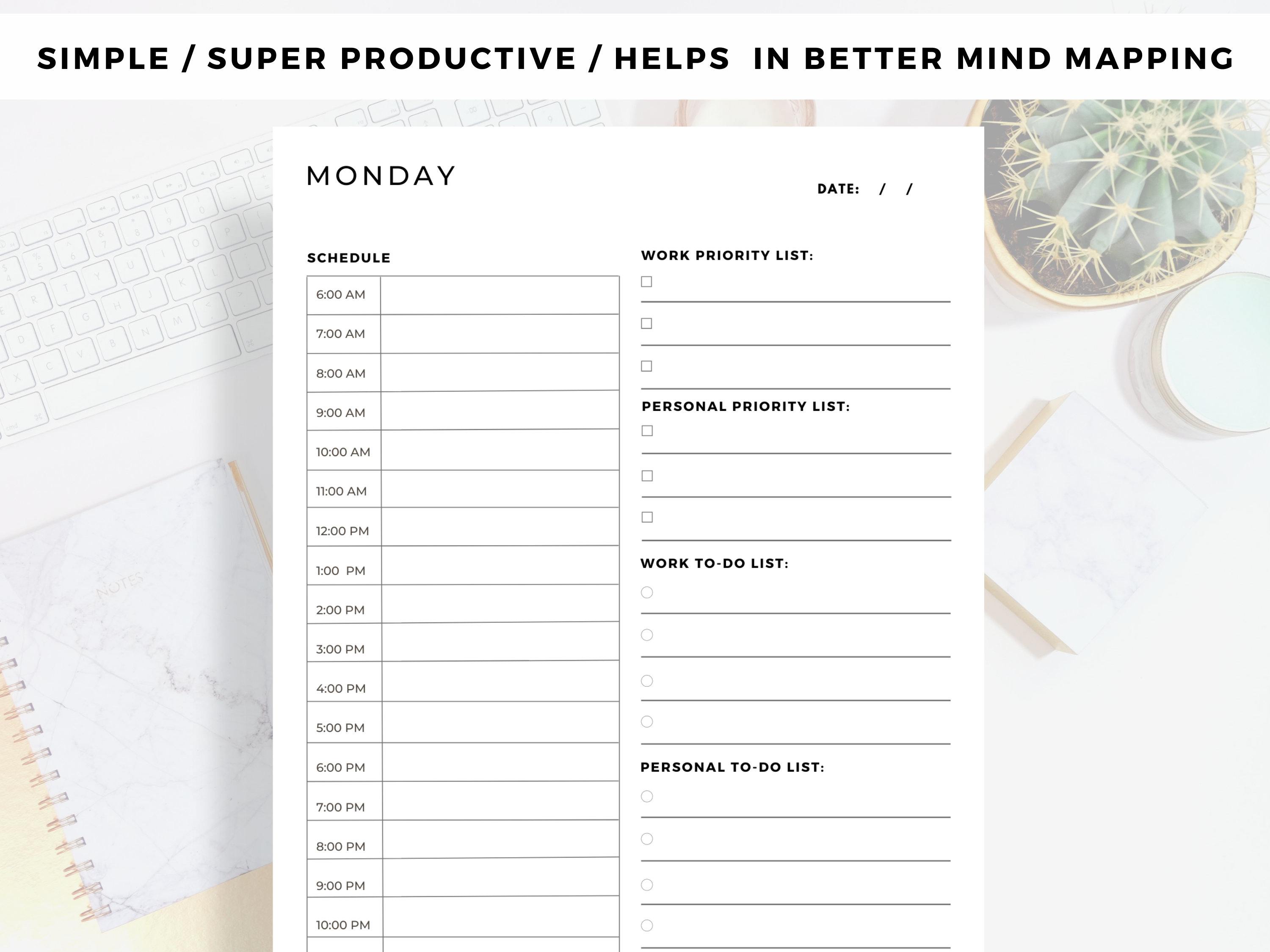 7 Day Planner Printable Daily Printable Planner Minimalist | Etsy