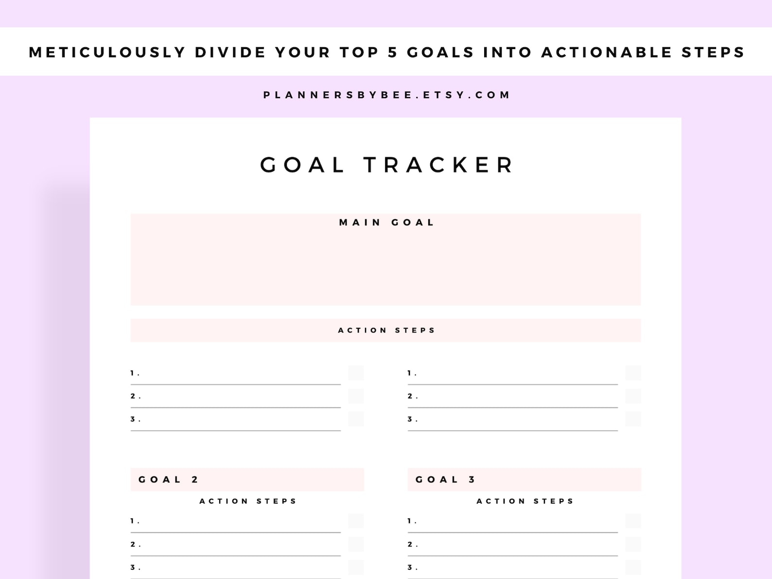 Top 5 Goals Planner Goal Tracker Goals Setting Goal - Etsy