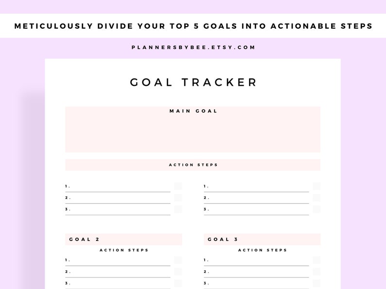 Top 5 Goals Planner Goal Tracker Goals Setting Goal - Etsy