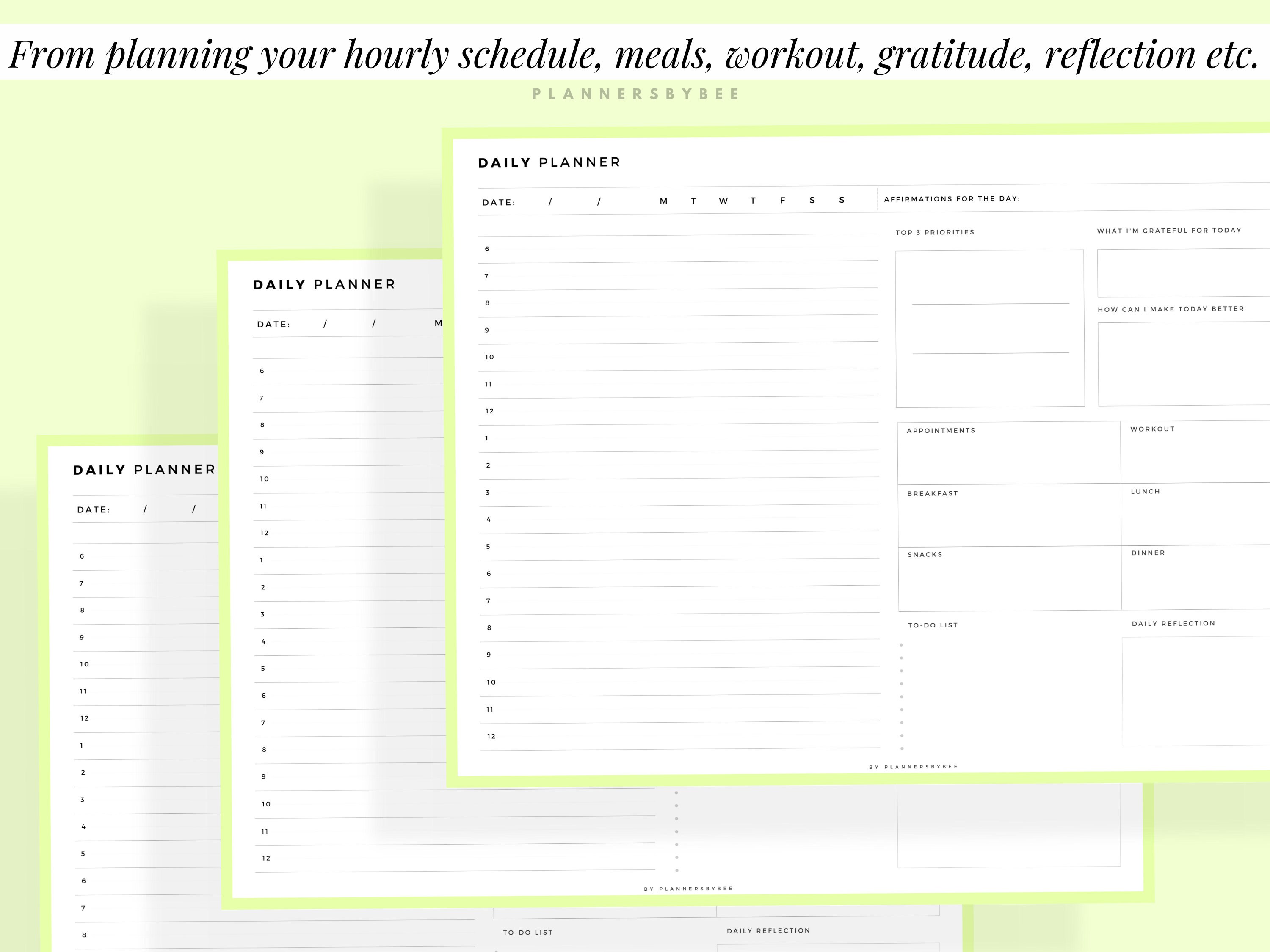 Hourly Daily Planner Printable Digital Daily Planner Template - Etsy