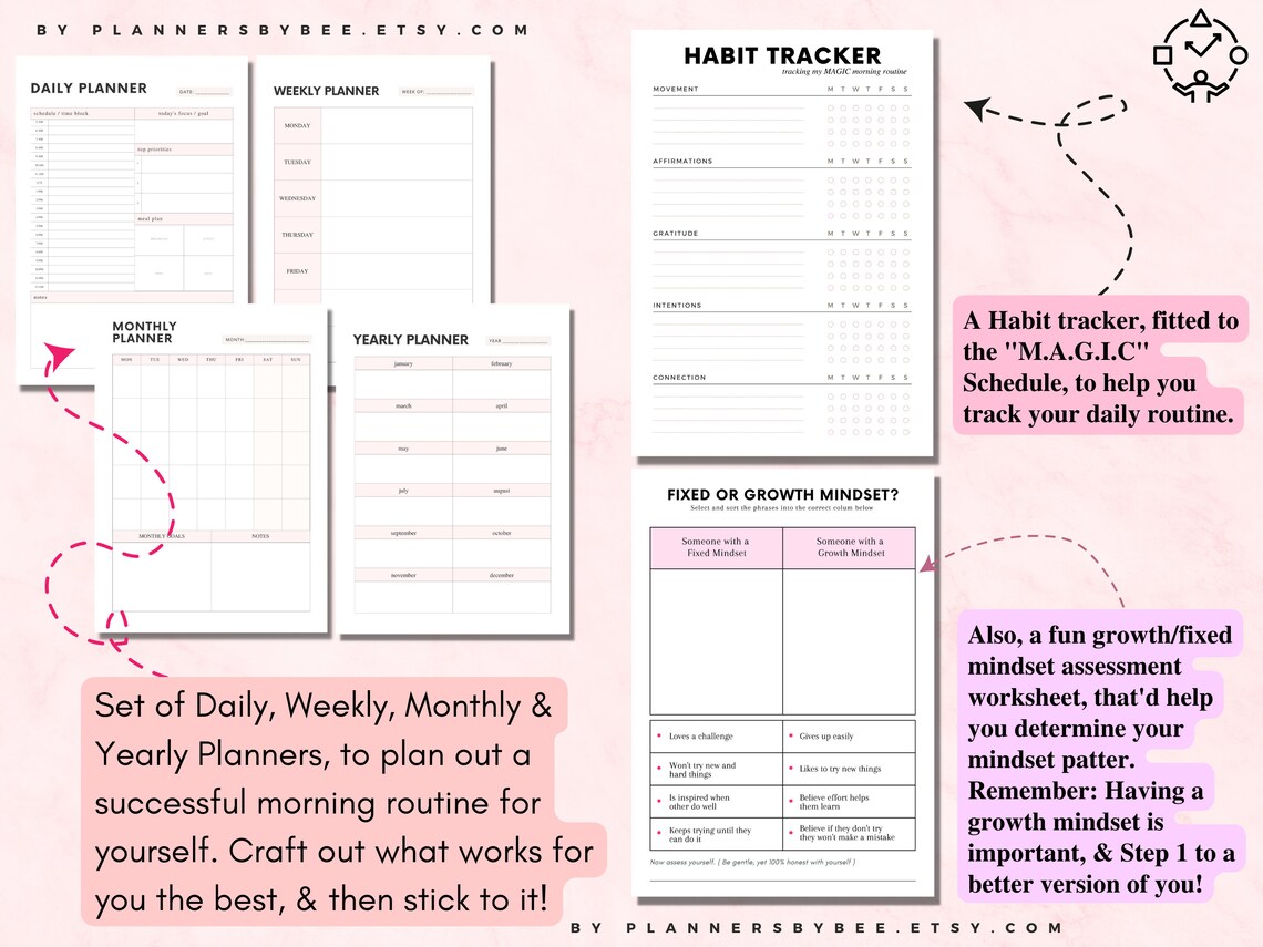 Daily Routine Templates Self Love Planner Gratitude - Etsy