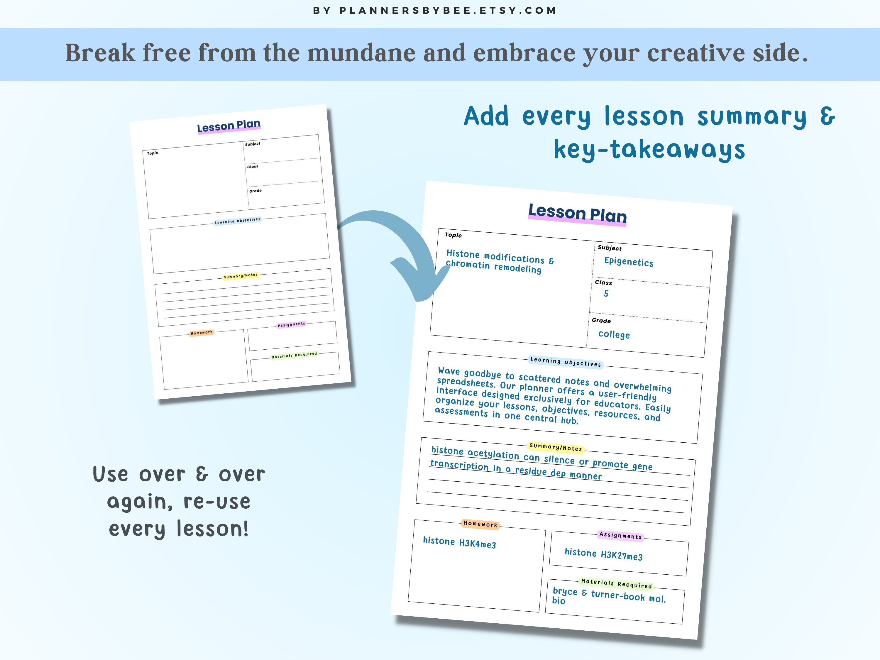 Lesson Plan Template Lesson Planner Printable Homeschool - Etsy