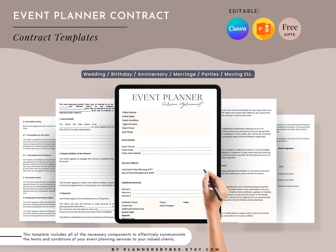 Event Decorating Services Contract, Client Service Agreement, Editable ...