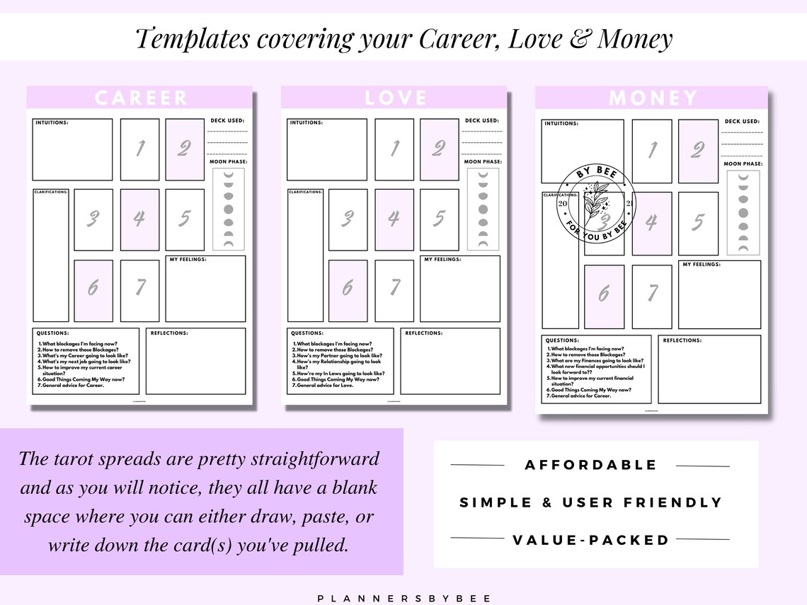 Tarot Workbook Tarot Deck Printable Tarot Journal Bundle Tarot - Etsy