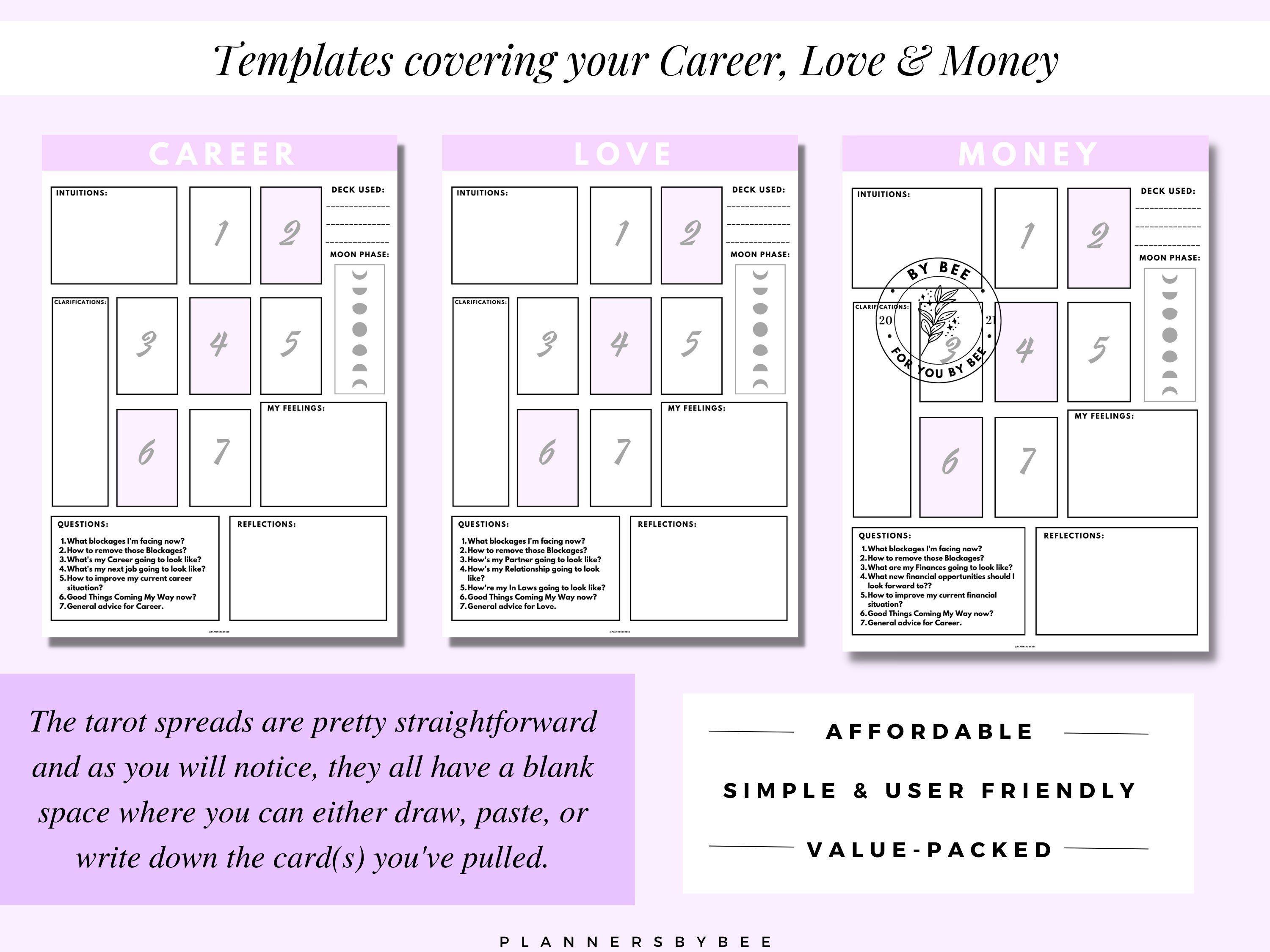 Tarot Workbook Tarot Deck Printable Tarot Journal Bundle Tarot - Etsy