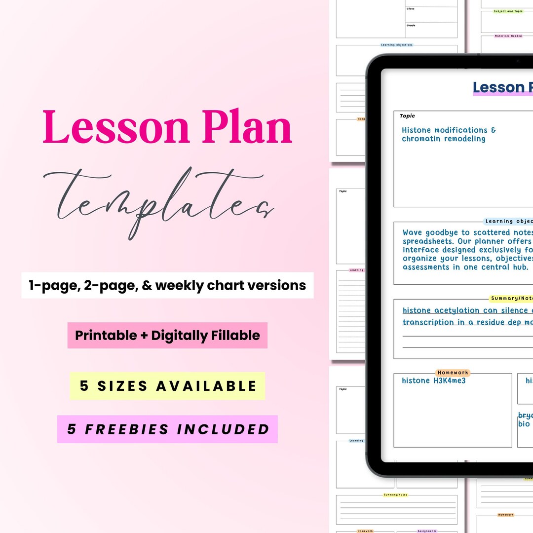 Lesson Plan Template Lesson Planner Printable Homeschool - Etsy