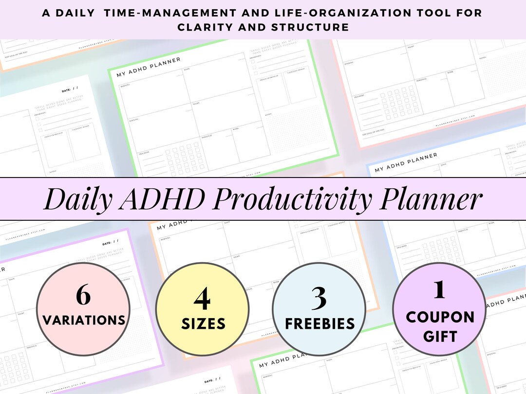 ADHD Daily Productivity Planner, Printable ADHD Planner,adhd Journal ...