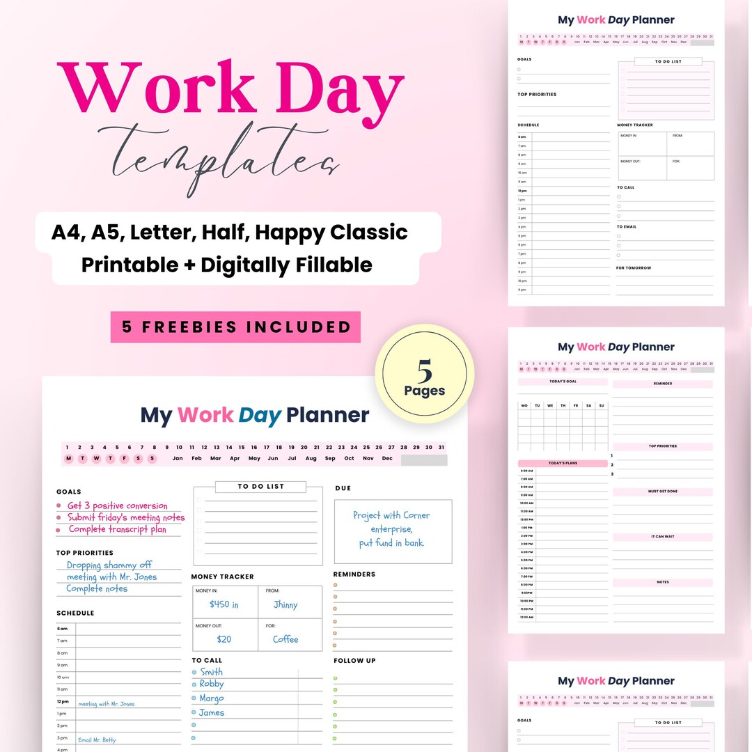 2024 Office Task Organizer, Digital Work Day Planner, Daily Work ...