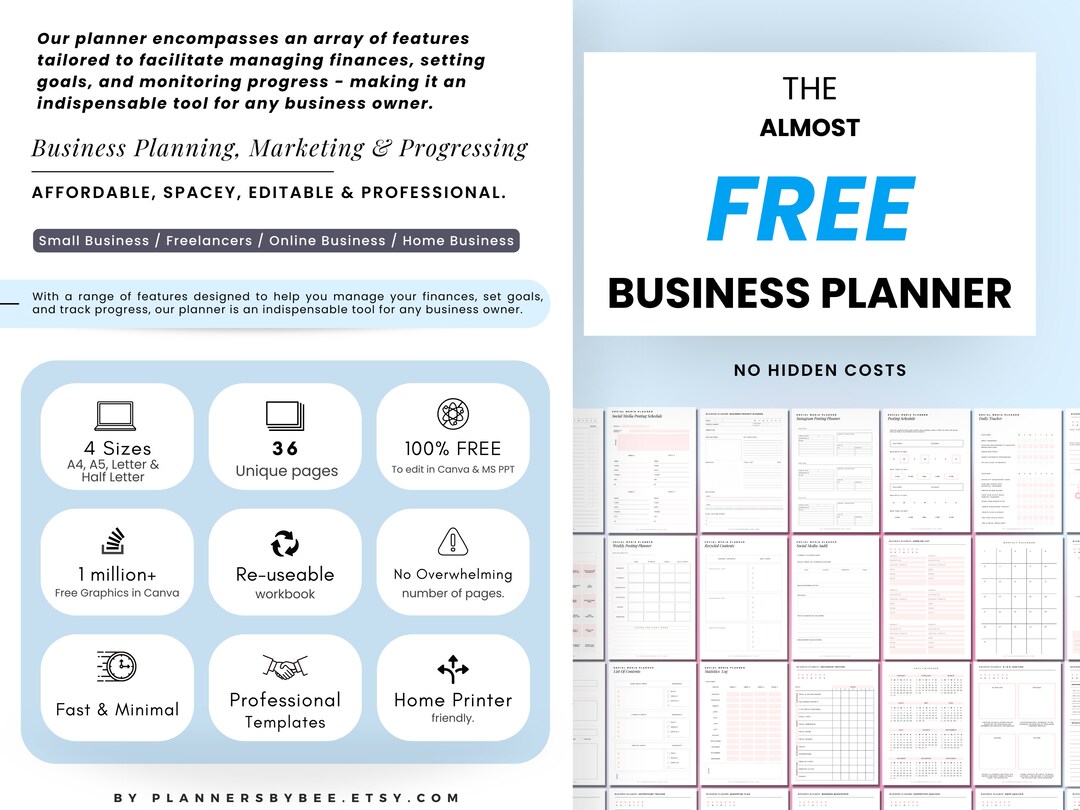 Business Planner Printable BUNDLE, Small Business Planner, Side Hustle ...