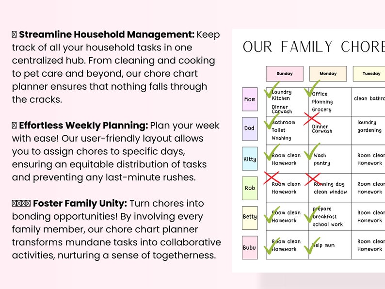 Family Chore Chart Printable Editable Weekly Family Schedule - Etsy