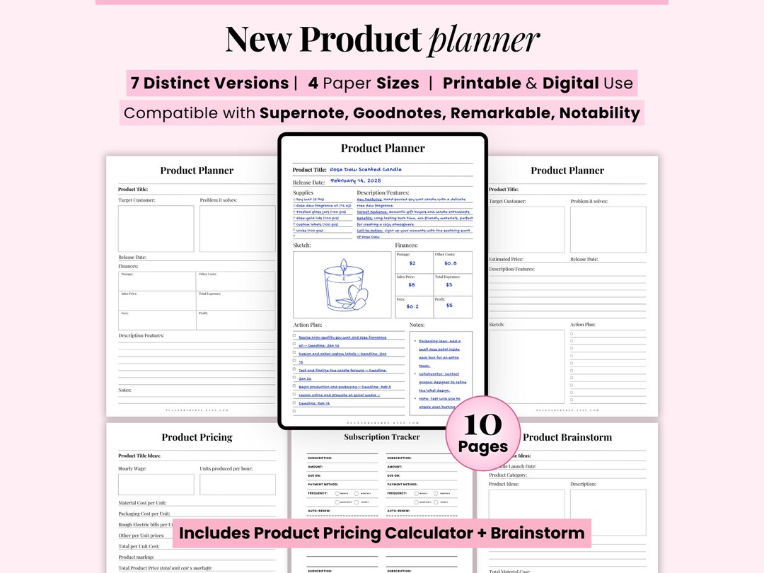 New Product Planner Printable, Product Development, Product Launch ...