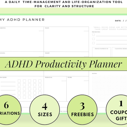 ADHD Planner Adult Pdf Printable ADHD Planner ADHD Daily - Etsy