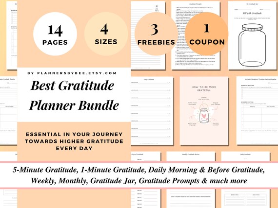Gratitude Templates Bundle Self Care Mindfulness Journal - Etsy