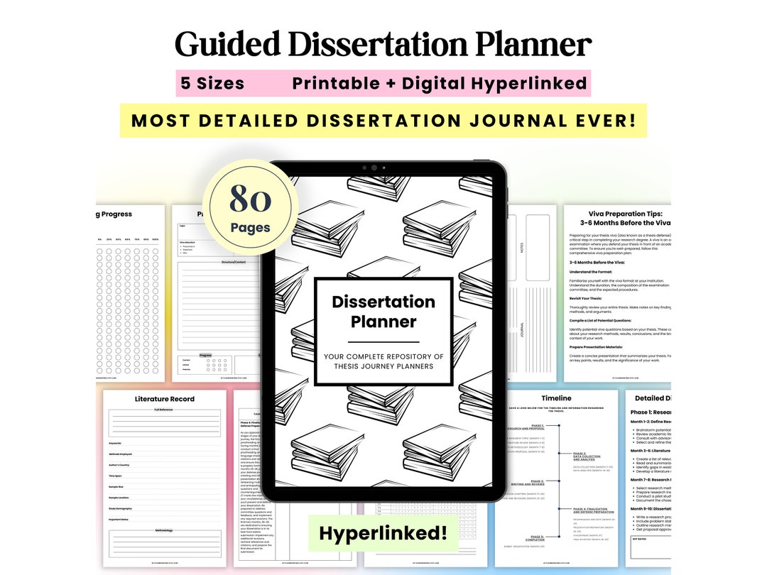 Dissertation Planner, Thesis Journal, Masters Project Planner ...
