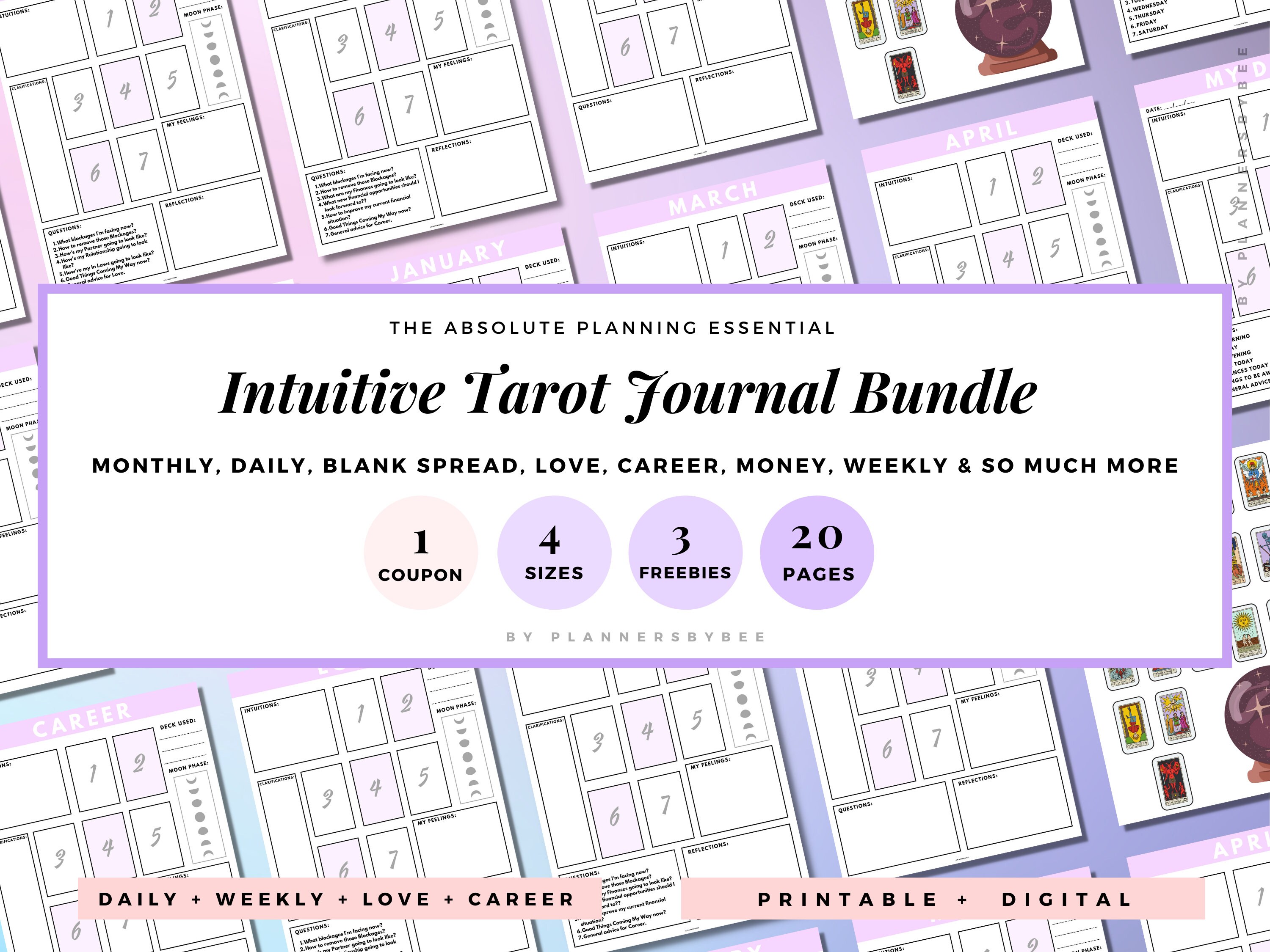 Tarot Workbook, Tarot Deck Printable, Tarot Journal Bundle, Tarot Love ...