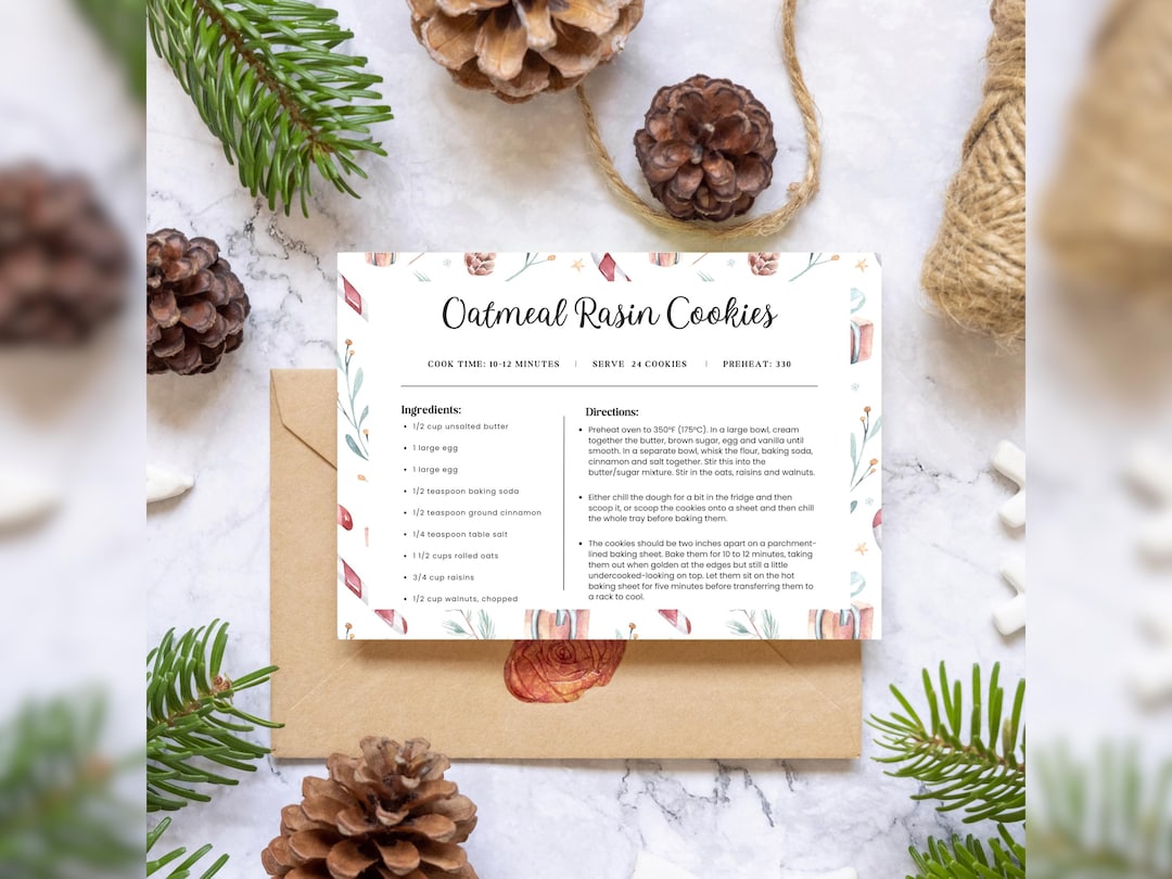 Christmas Recipe Card Template Free Editable, Blank Holiday Recipe ...