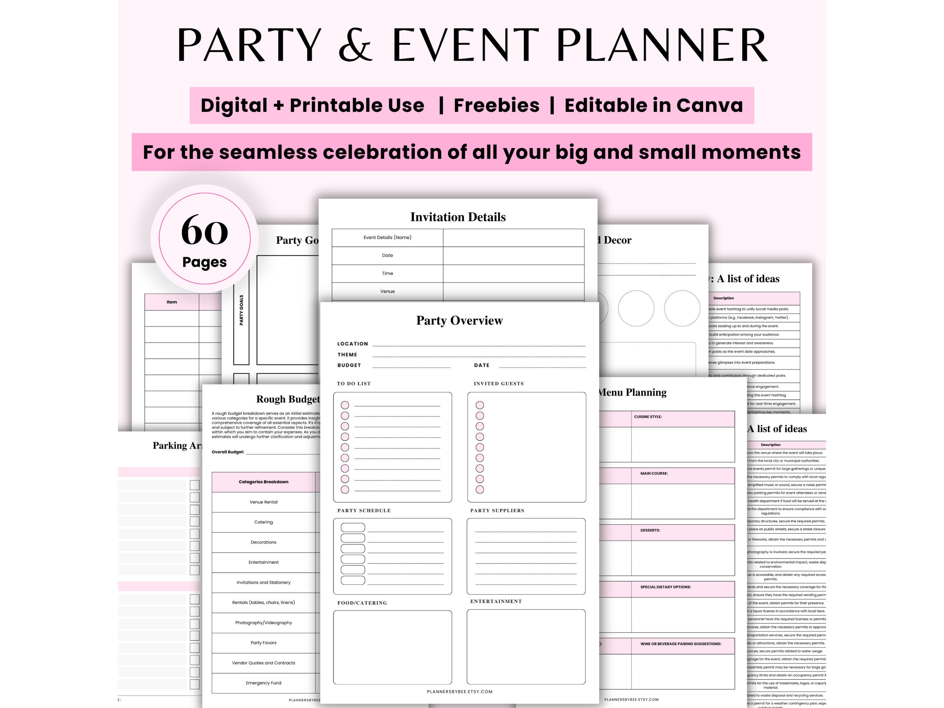 Event Planning Printables Party Planner Printable Planner Event