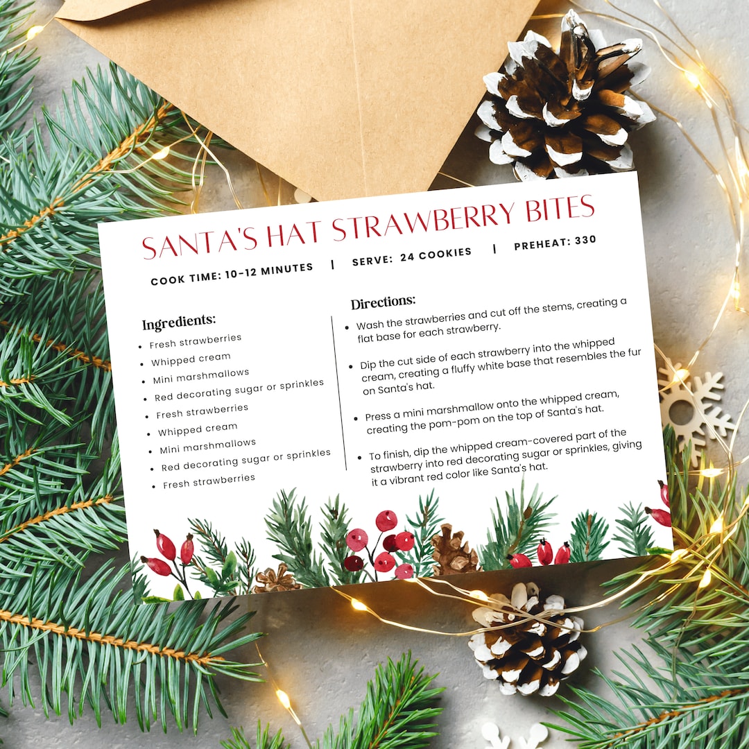 Editable Cookie Recipe Card, Holiday Christmas Recipe Card, Custom ...