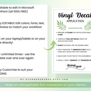 Vinyl Decal Application Instructions, Decal Application Order Card, DIY Sticker Seller Packaging ...