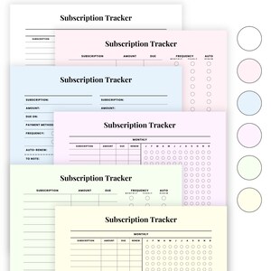 Subscription Tracker Printable, Membership Checklist, Expense Tracker ...
