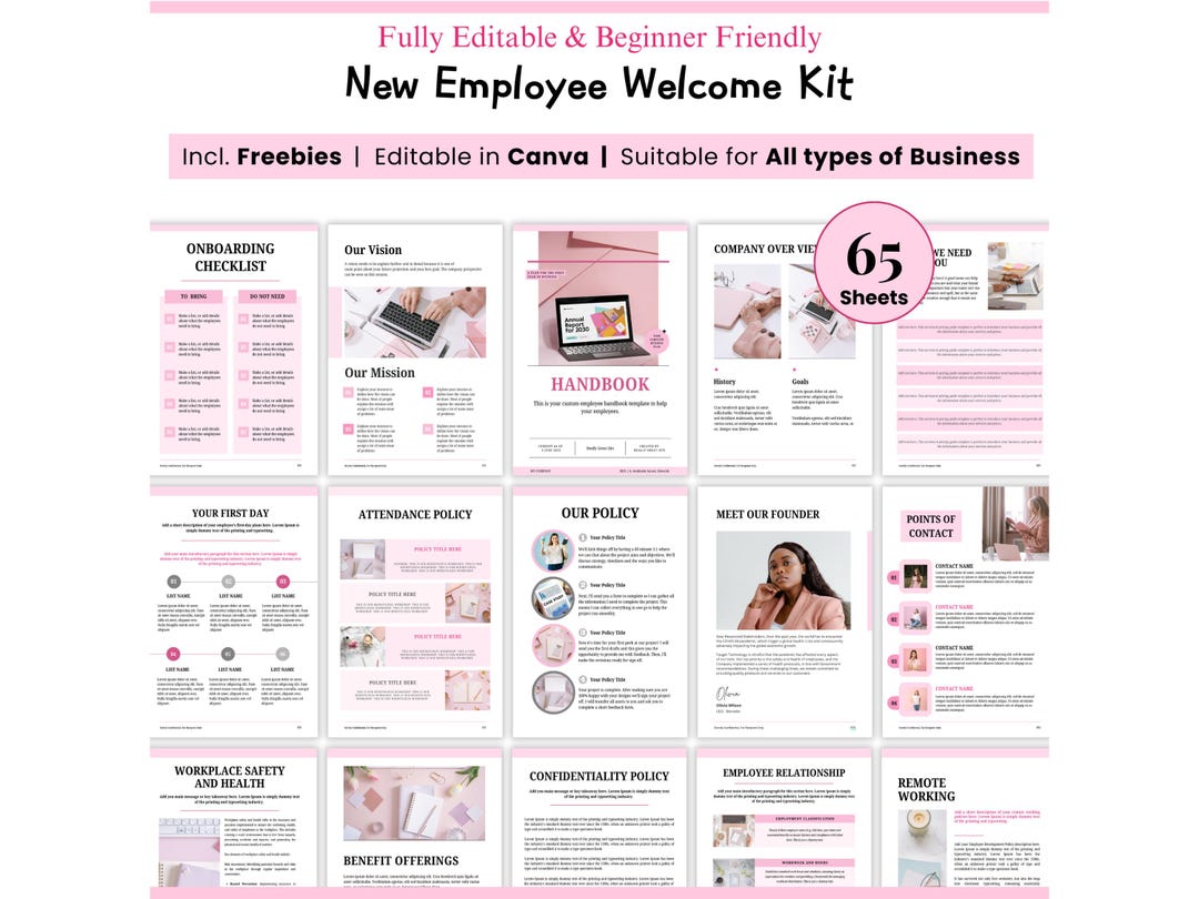 Employee Handbook, New Hire Handbook, Checklist, HR Manual, New Hire Onboarding, Canva Template ...