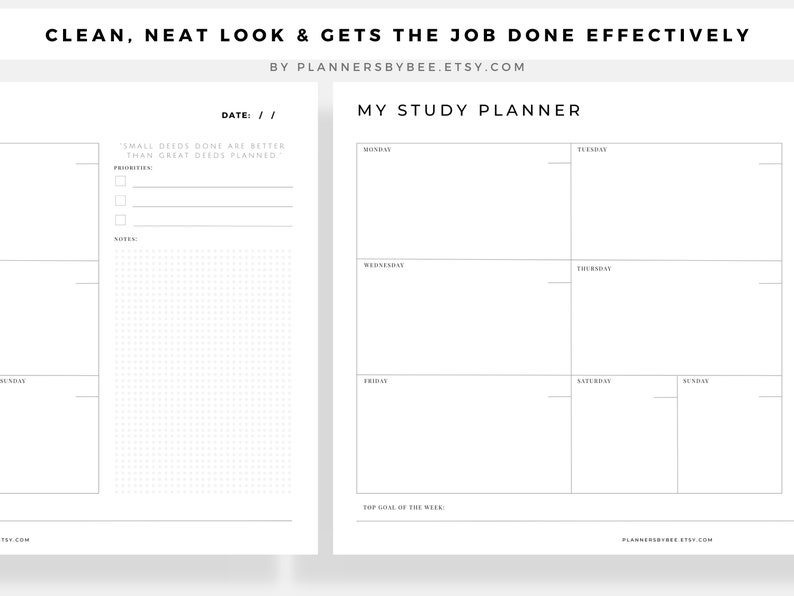 Weekly Student Planner Printable Study Planner Study | Etsy