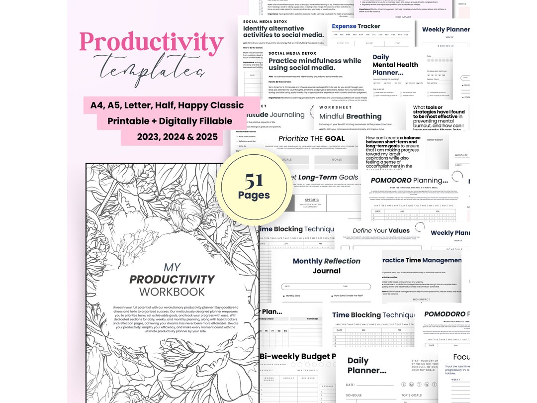 Productivity Planner, Daily Productivity Planner Bundle, Goal Planner ...