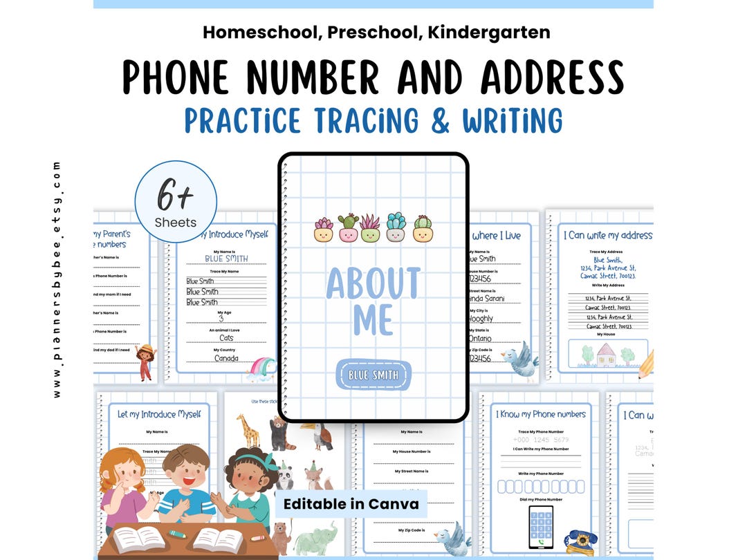 Editable Phone Number & Address Printable: Preschool Learning (digital ...