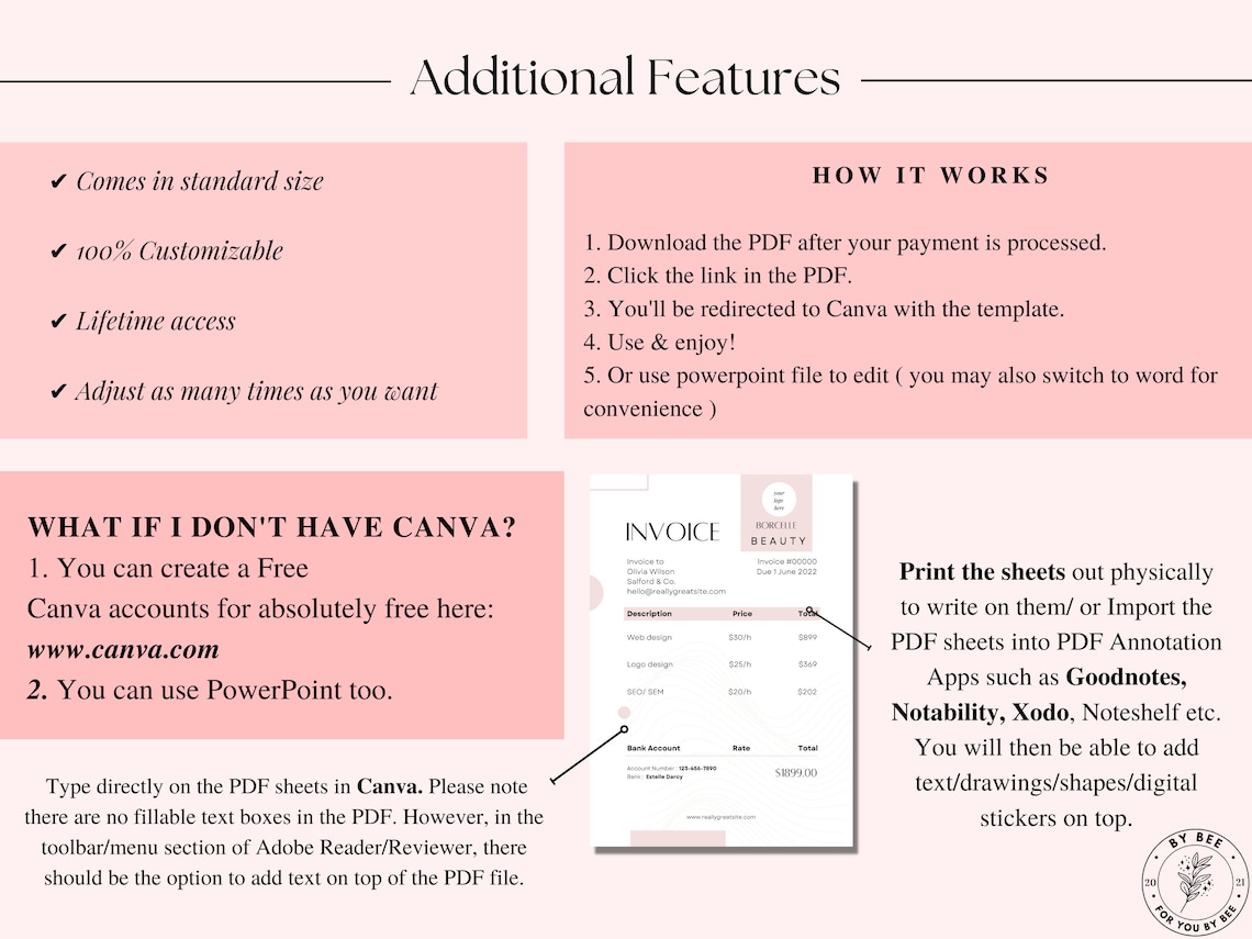 Pink Order Form Template Order Invoice Canva Small Business - Etsy