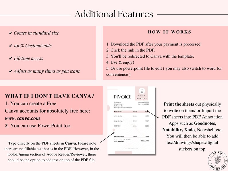 Pink Order Form Template Order Invoice Canva Small Business - Etsy