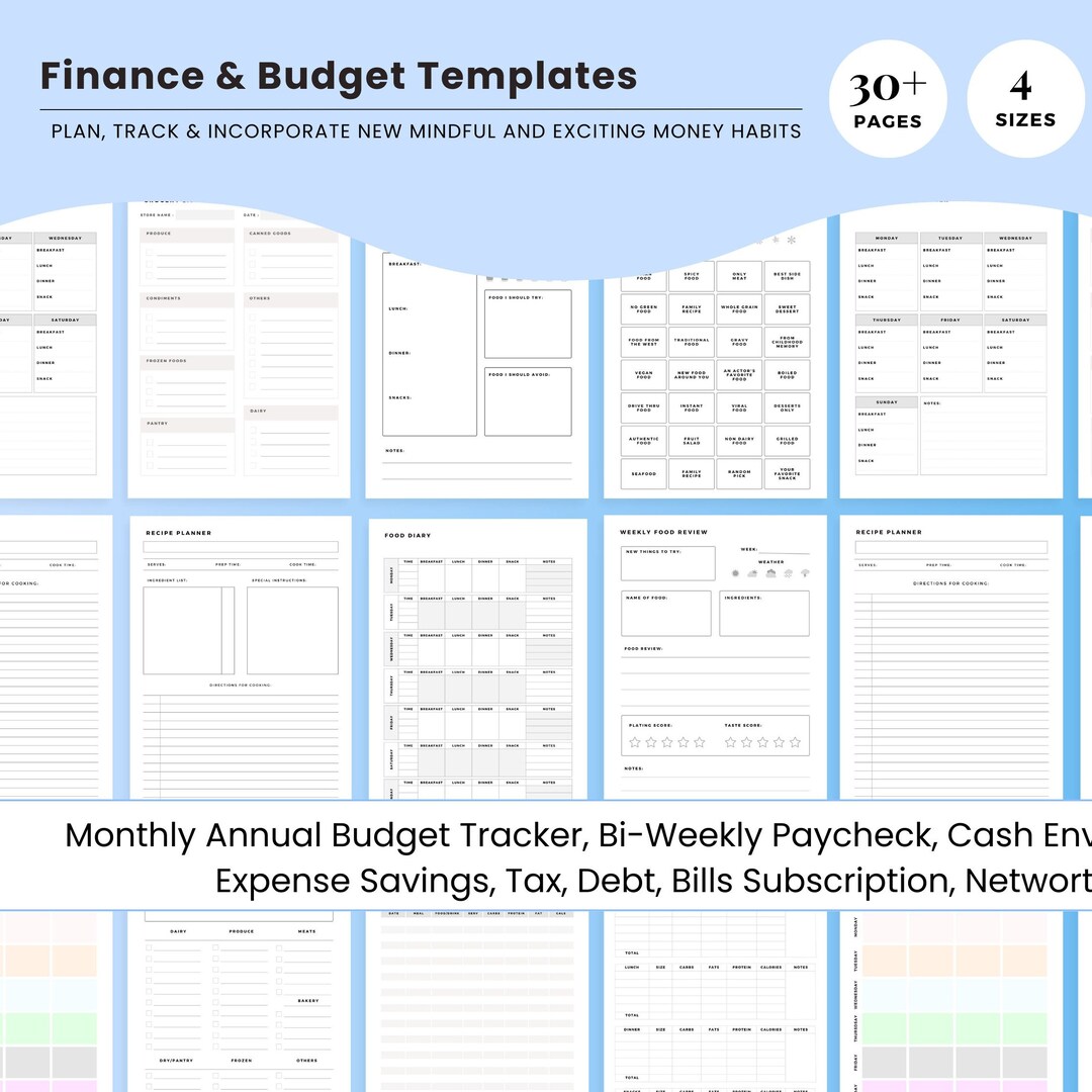 2025 Finance Planner Bundle, Digital PDF, Budget Tracker Bundle ...
