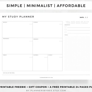 Weekly Student Planner Printable, Study Planner, Study Organizer ...