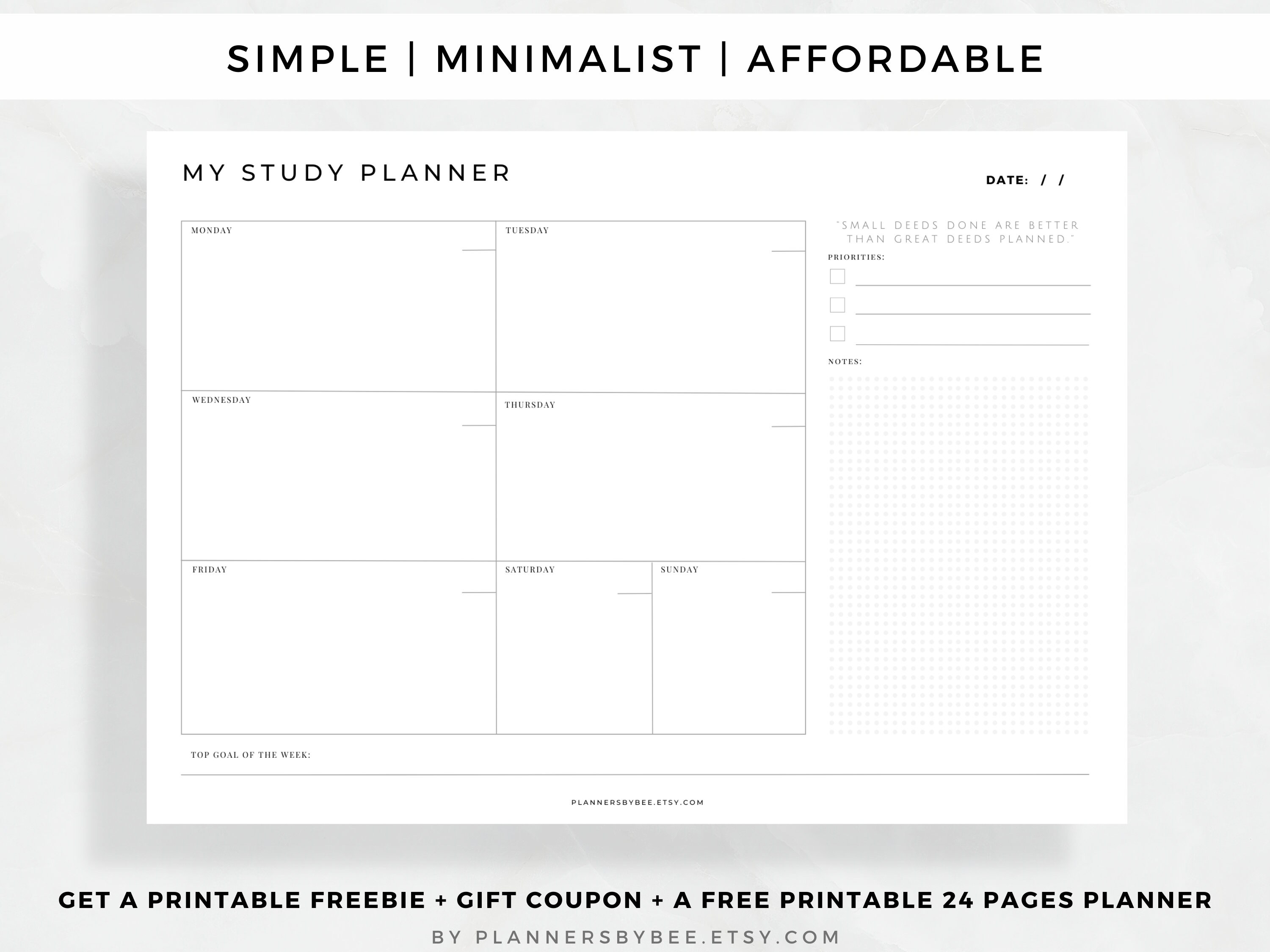 Weekly Student Planner Printable Study Planner Study - Etsy