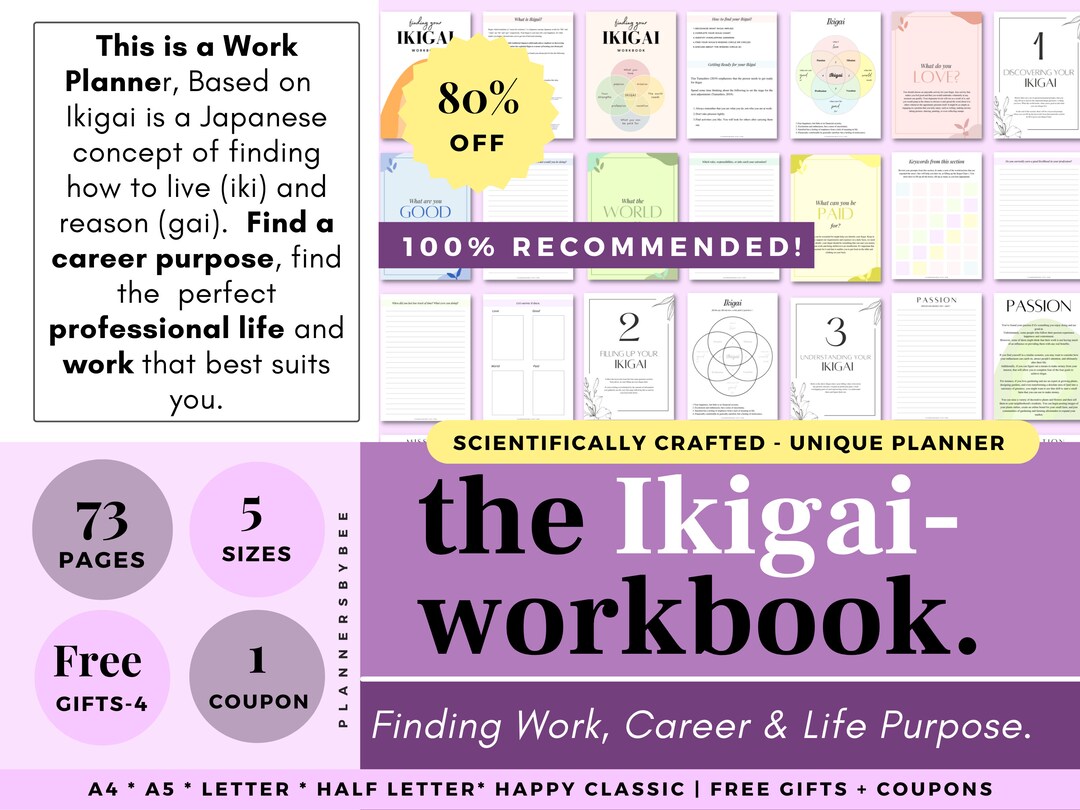 Ikigai Book, Best Work & Career Planner, Professional Workbook, Self ...