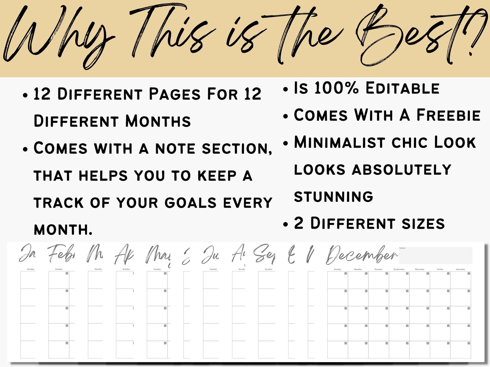 Editable 12 Months Monthly Planner Monthly Planner Printable - Etsy