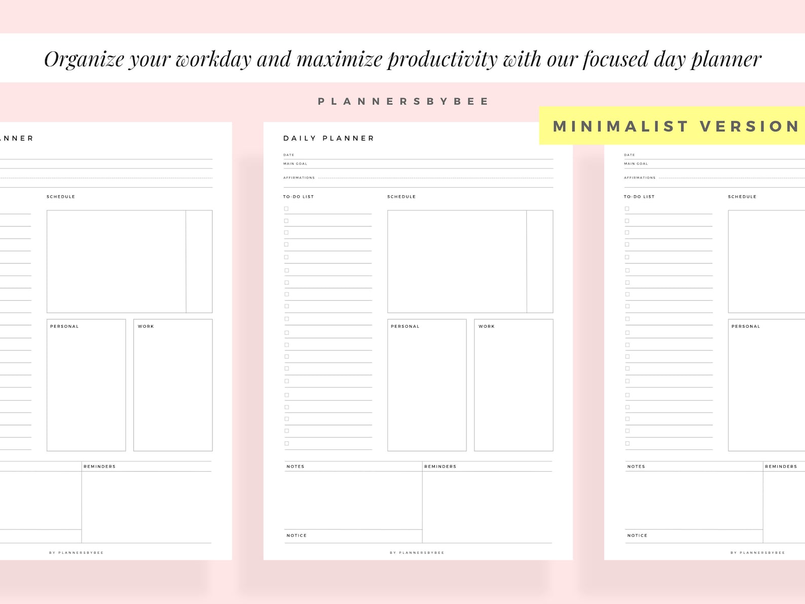 Daily Weekly Monthly Planners Printable Digital Undated - Etsy