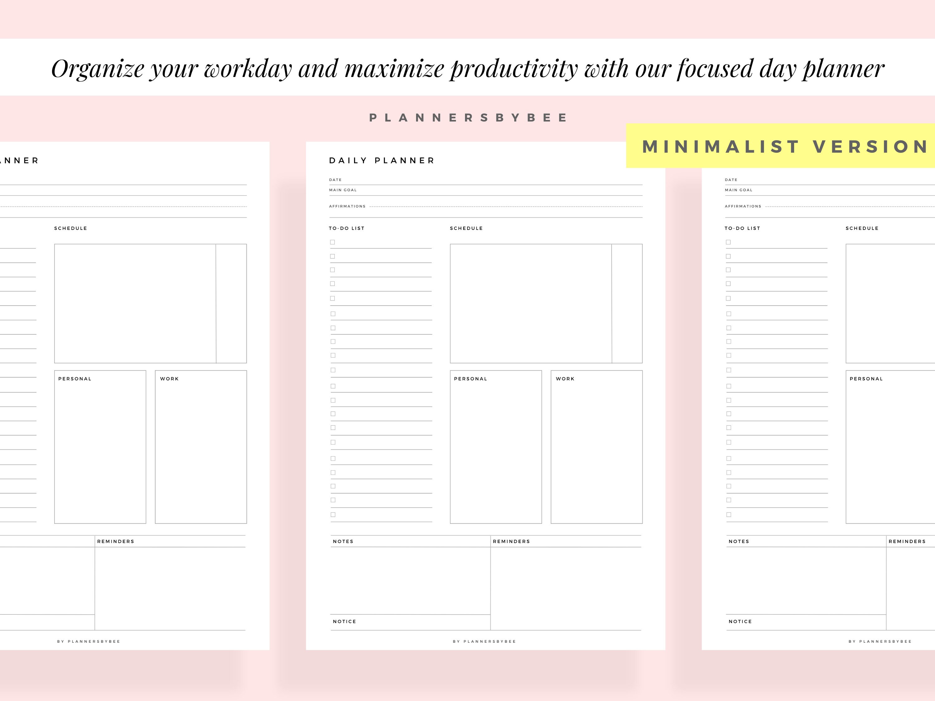 Daily Weekly Monthly Planners Printable Digital Undated - Etsy